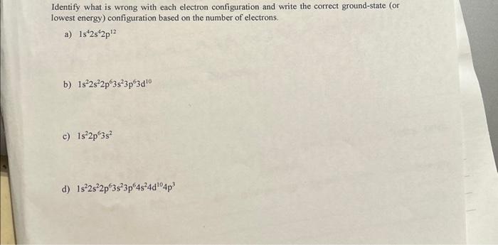 Solved Identify what is wrong with each electron | Chegg.com