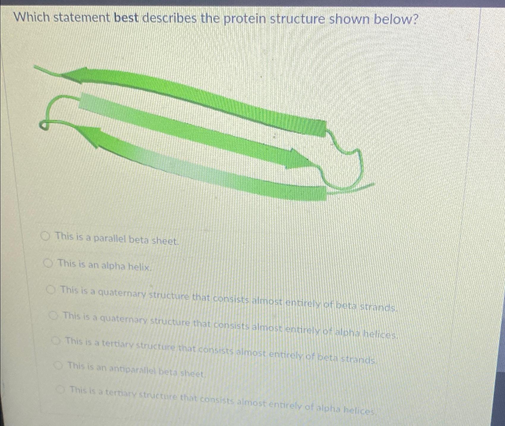 Solved Which statement best describes the protein structure | Chegg.com