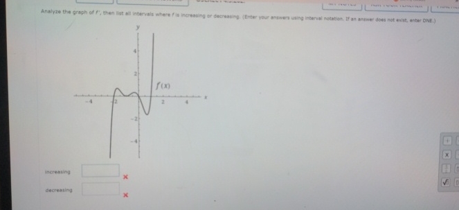 Solved Ansilyze the graph of f, ﻿then list all intervals | Chegg.com