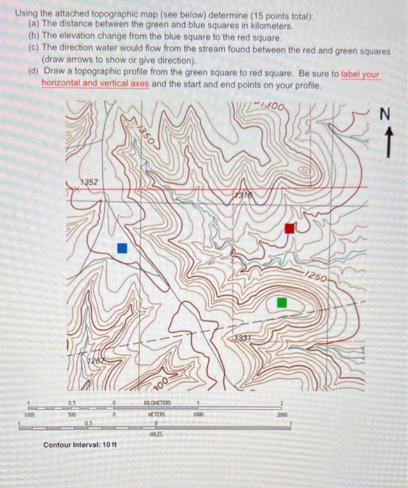 Solved Using the attached topographic map (see below) | Chegg.com