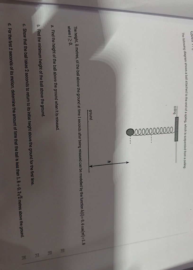 Solved The following diagram shows a ball attacheThe height, | Chegg.com