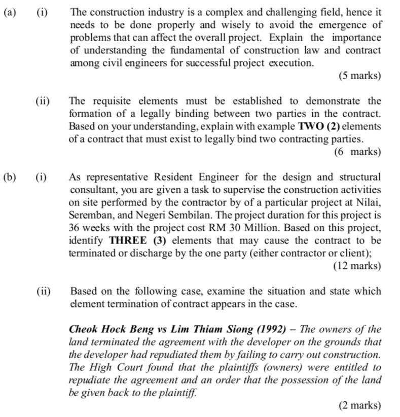 Solved (a) The construction industry is a complex and | Chegg.com