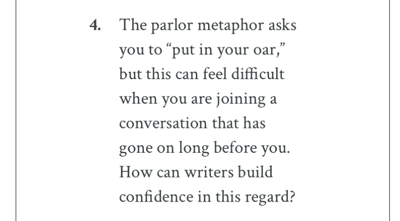 Solved The parlor metaphor asks you to "put in your oar," | Chegg.com