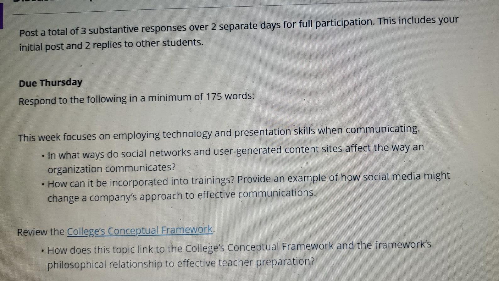 Solved Post a total of 3 substantive responses over 2 | Chegg.com
