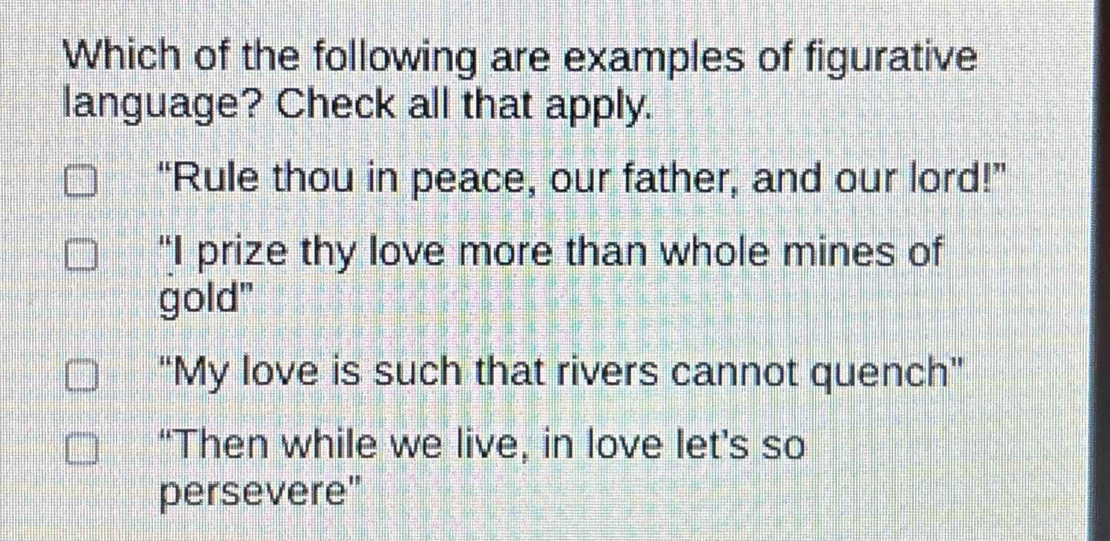 Solved Which of the following are examples of figurative | Chegg.com