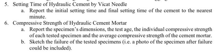 Solved 5. Setting Time of Hydraulic Cement by Vicat Needle | Chegg.com
