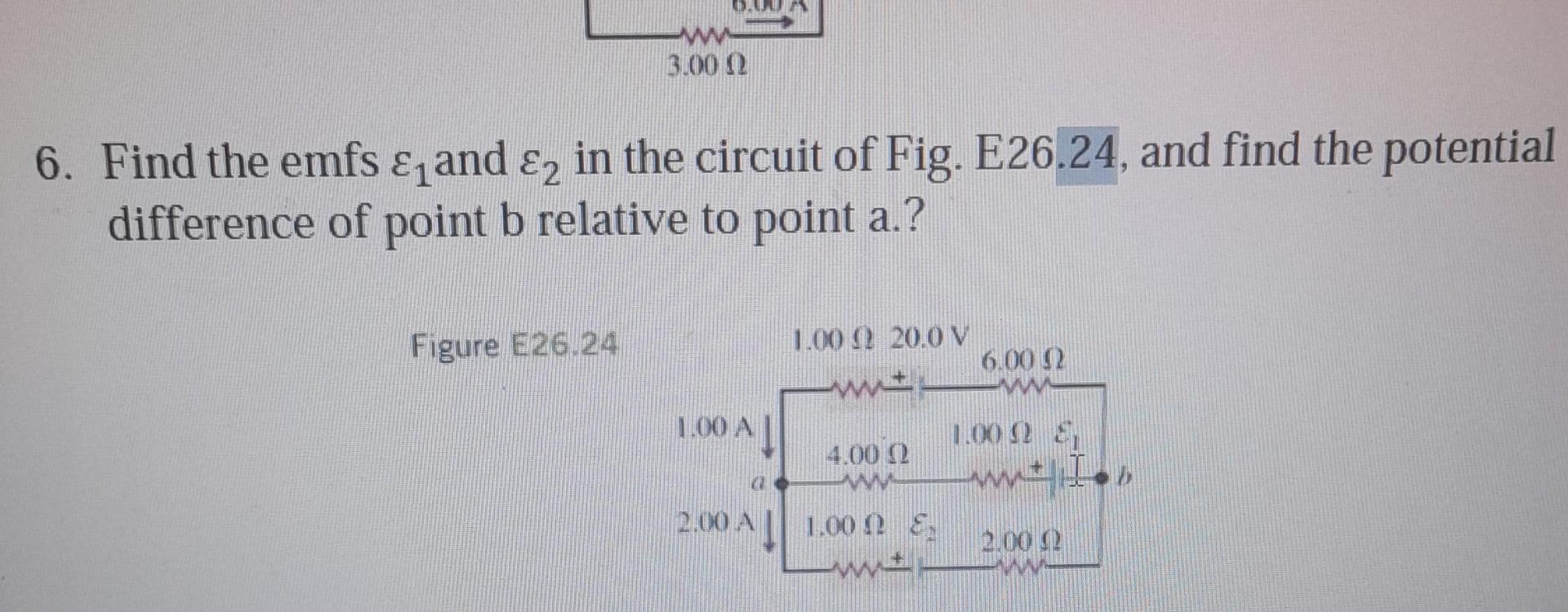 Solved 6. Find the emfs ε1 and ε2 in the circuit of Fig. | Chegg.com