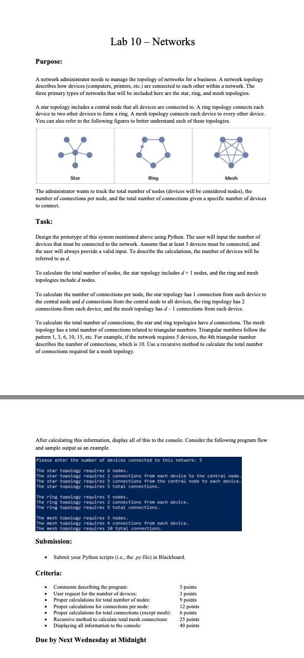 Solved Lab 10 - ﻿NetworksPurpose:A network administrator | Chegg.com