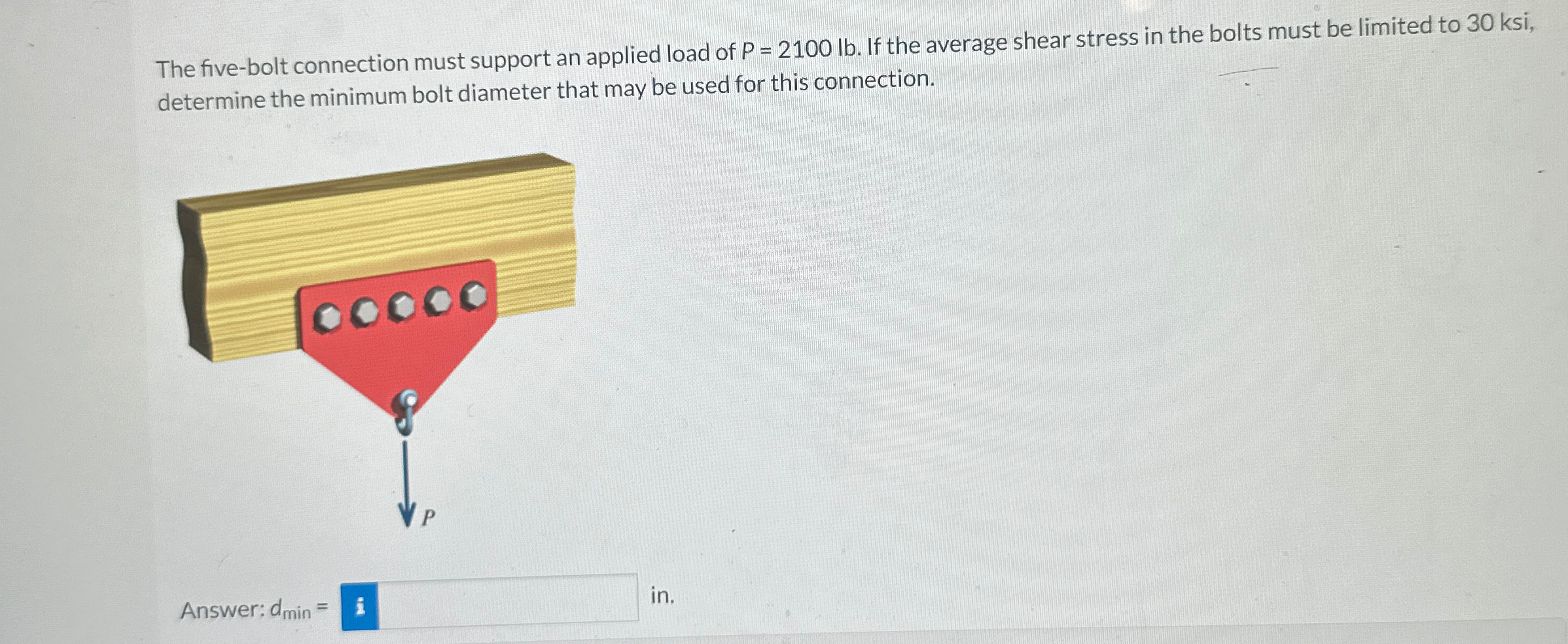 Solved The five-bolt connection must support an applied load | Chegg.com