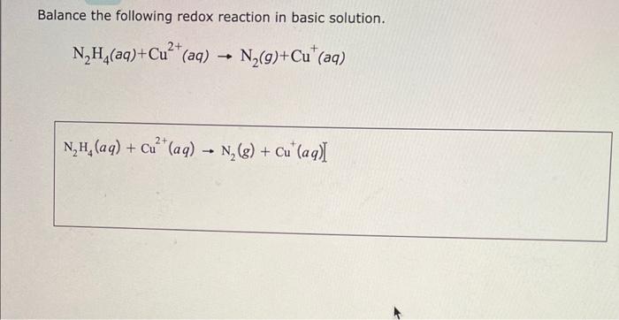 Solved Balance the following redox reaction in basic | Chegg.com