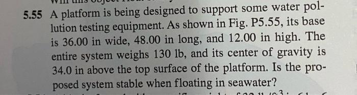 Solved .55 A platform is being designed to support some | Chegg.com