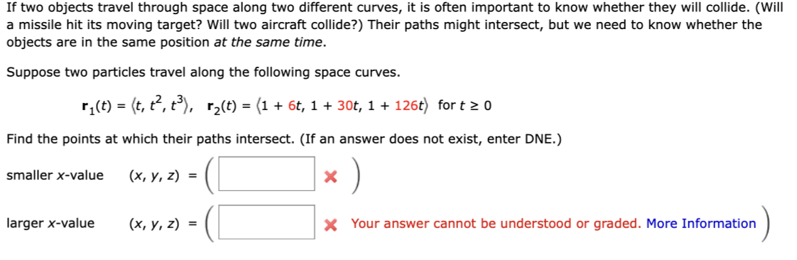 Solved If two objects travel through space along two | Chegg.com
