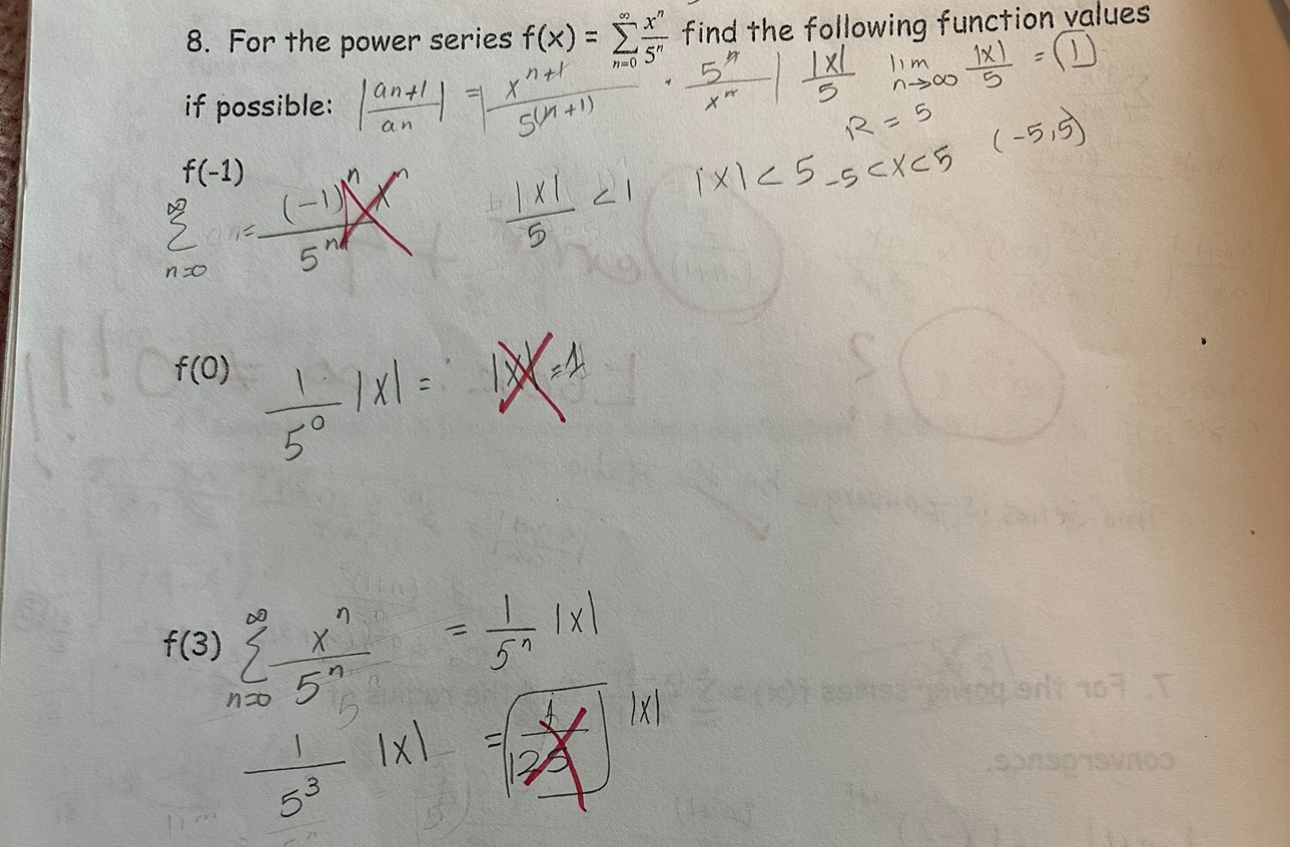 Solved For the power series f(x)=∑n=0∞xn5n ﻿find the | Chegg.com