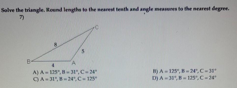 Solved Solve the triangle. Round lengths to the nearest | Chegg.com