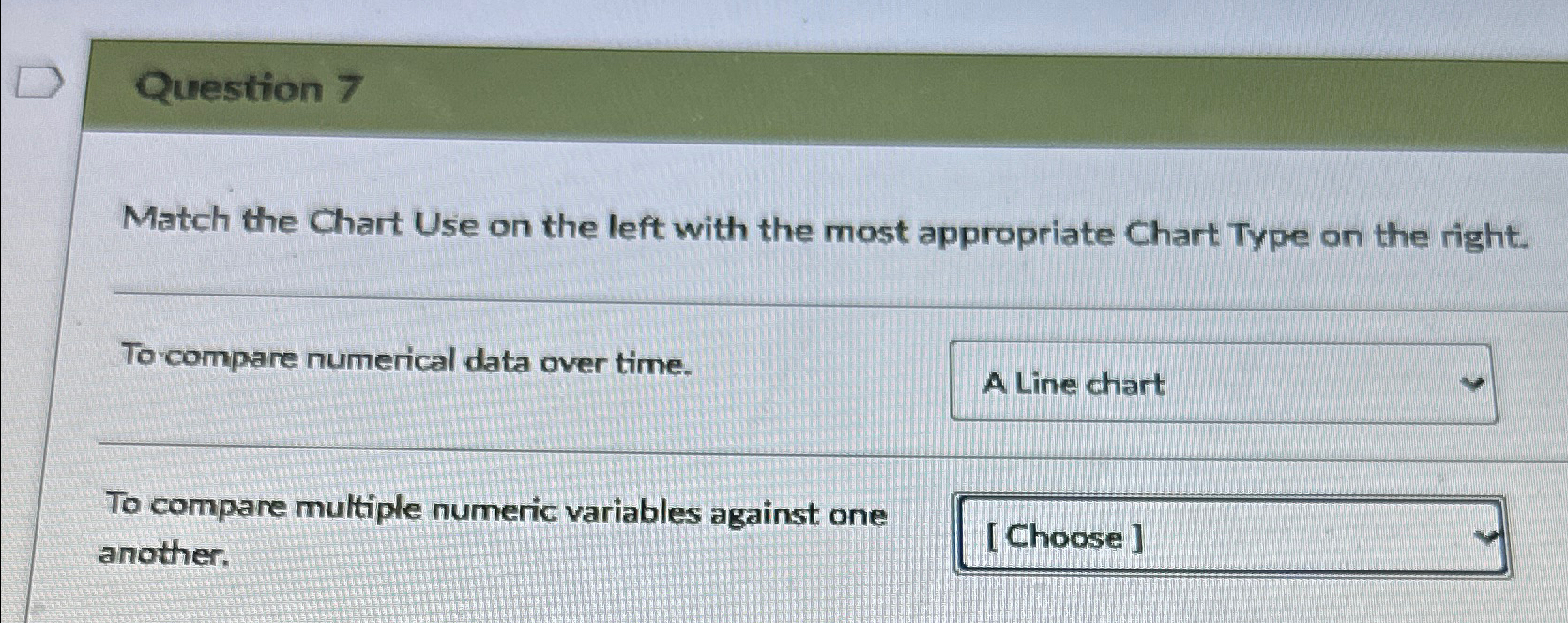 Solved Question 7Match the Chart Use on the left with the | Chegg.com