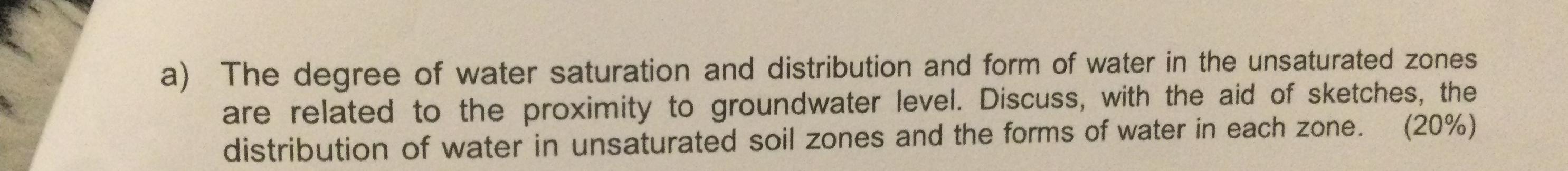 Solved a) ﻿The degree of water saturation and distribution | Chegg.com