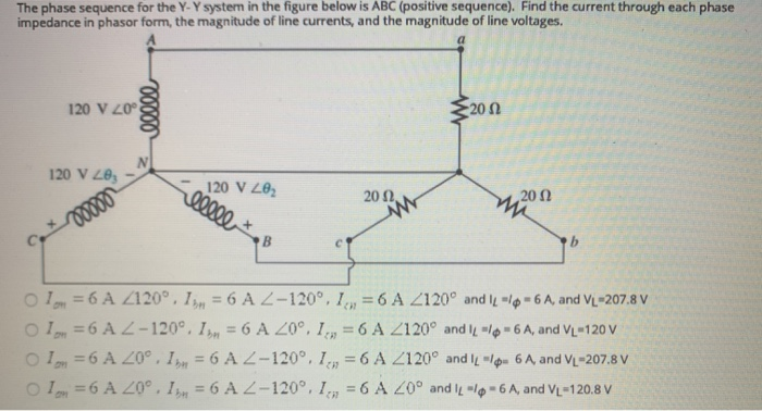 Solved The phase sequence for the Y-Y system in the figure | Chegg.com