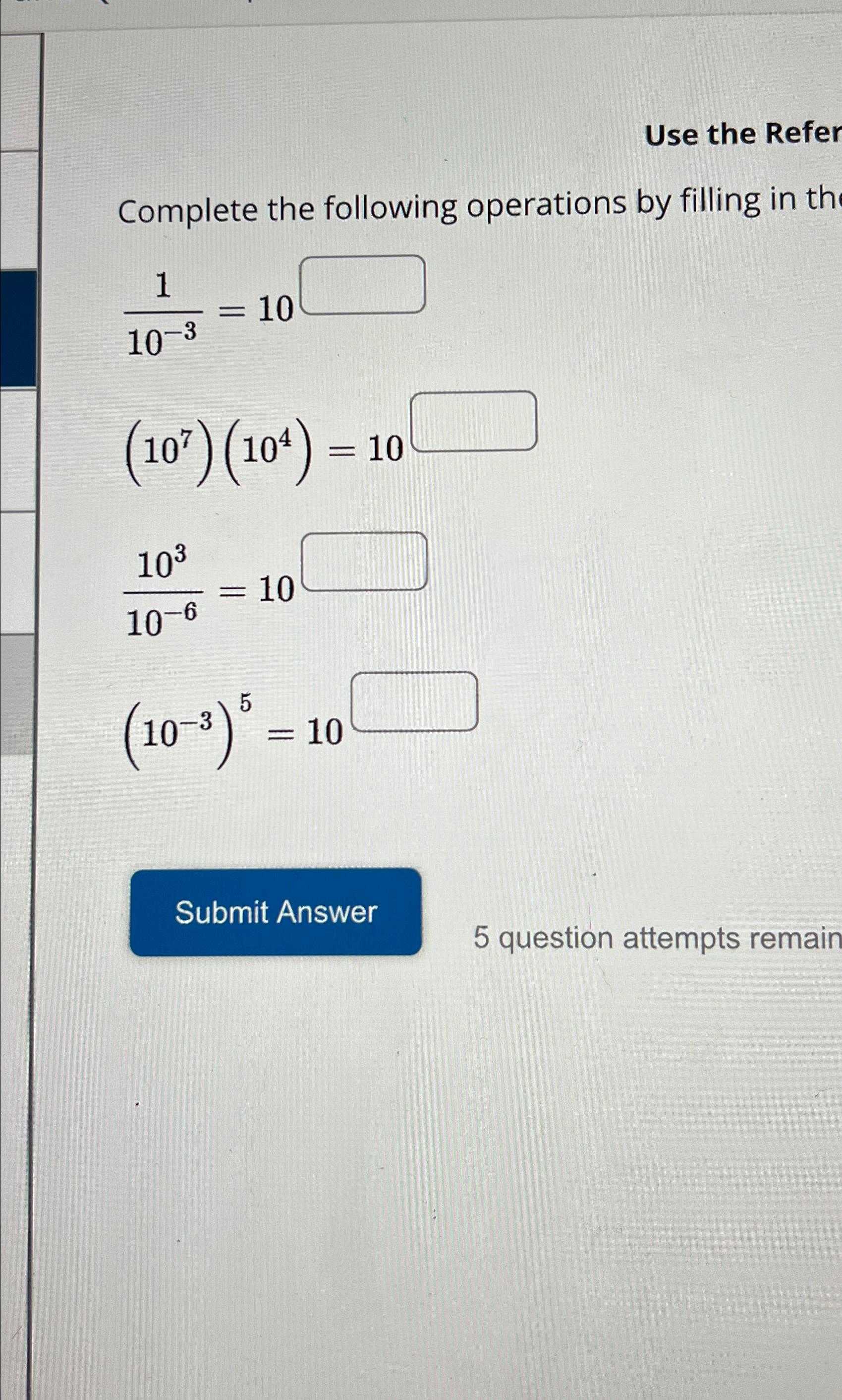 Solved Use the ReferComplete the following operations by | Chegg.com