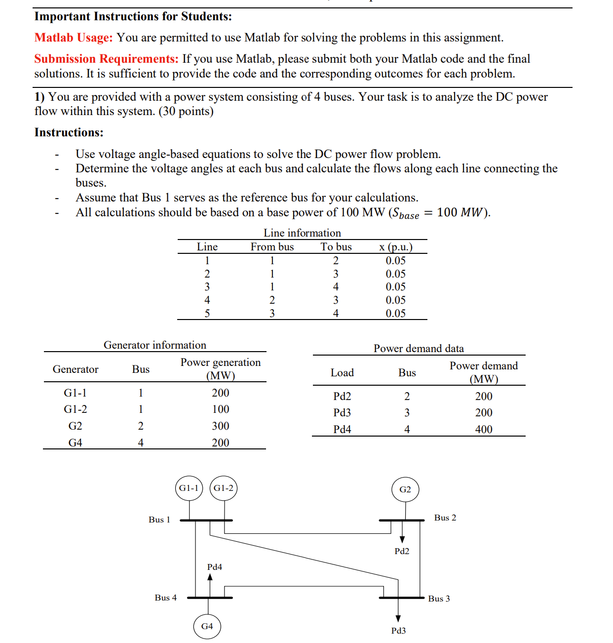 Important Instructions for Students: Matlab Usage: | Chegg.com