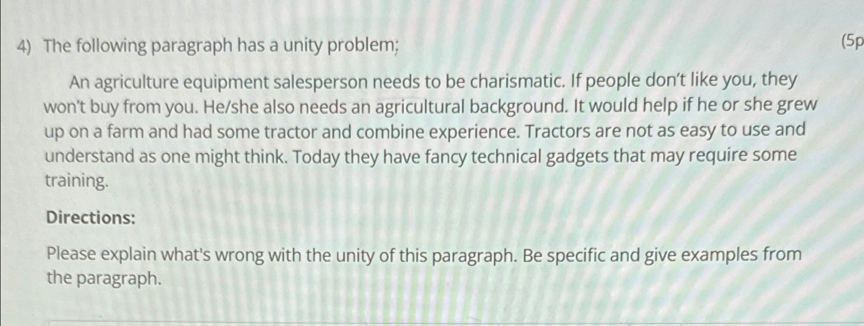 Solved The following paragraph has a unity problem;An | Chegg.com