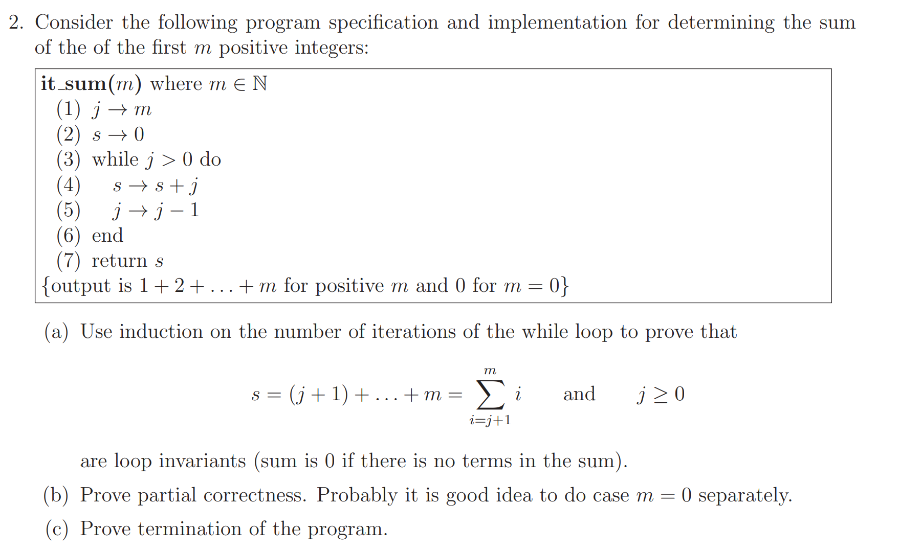 Solved Consider the following program specification and | Chegg.com
