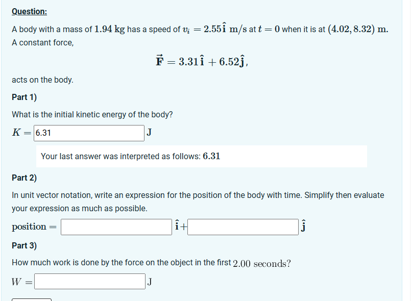 Solved Question:A body with a mass of 1.94 ﻿kg has a speed | Chegg.com
