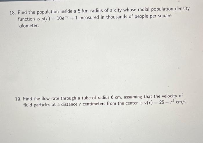 Solved 18. Find the population inside a 5 km radius of a | Chegg.com