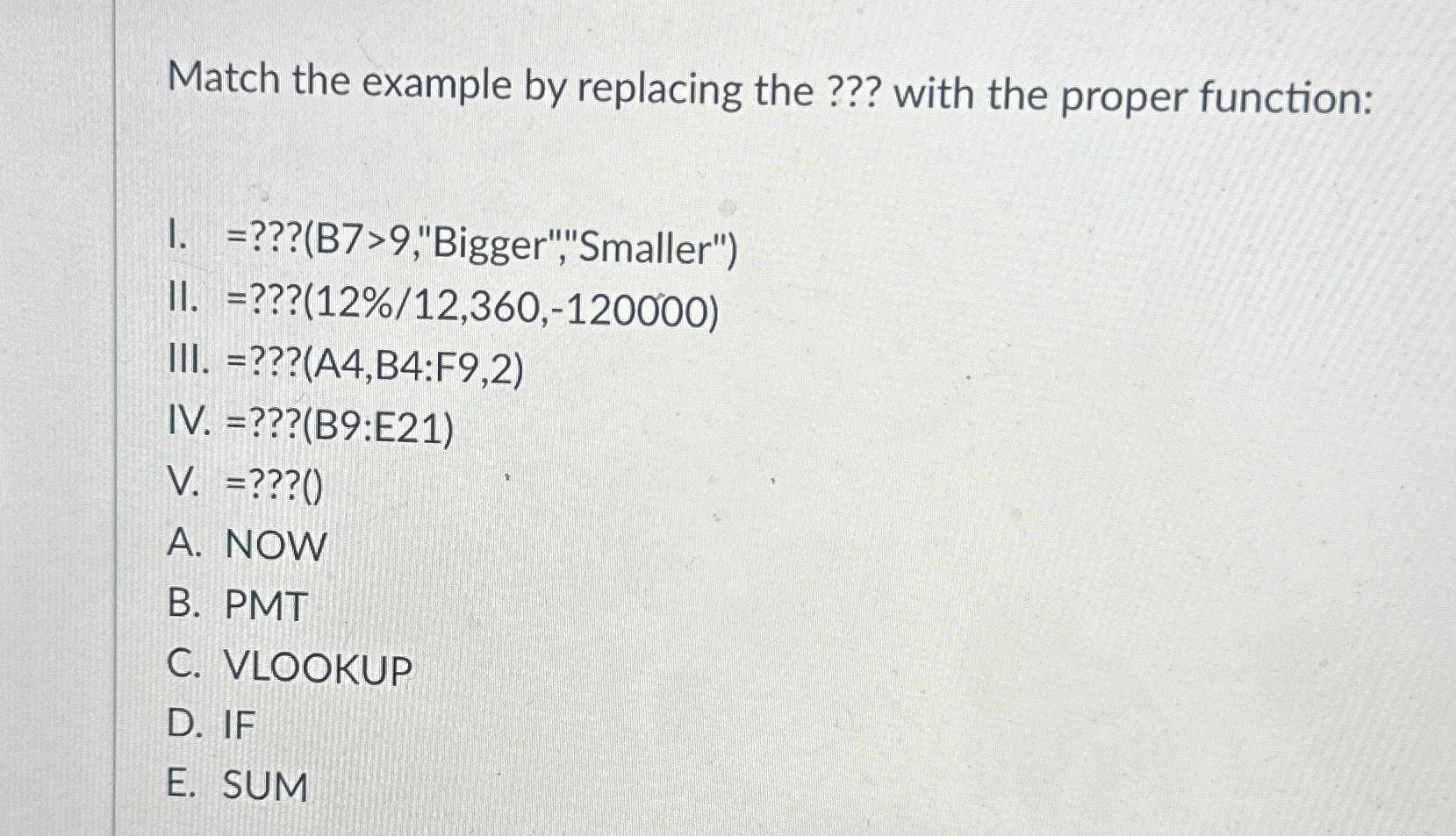 Solved Match the example by replacing the ??? ﻿with the | Chegg.com