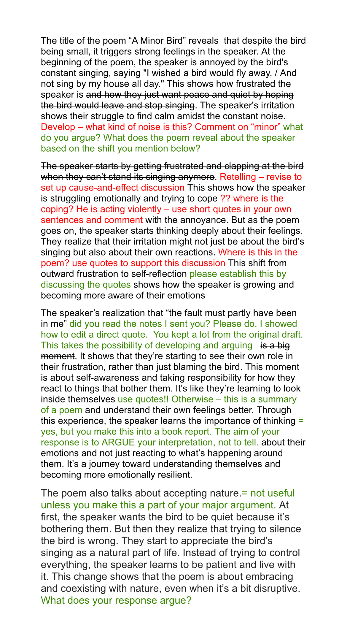 Solved The itle of the poem "A Minor Bird" reveals that | Chegg.com