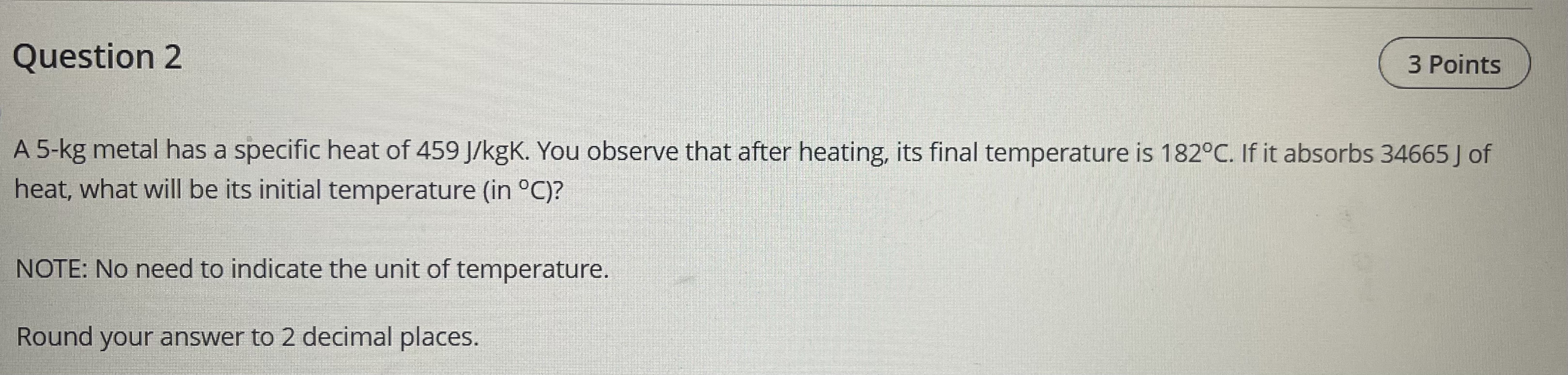 Solved Question 23 ﻿PointsA 5-kg metal has a specific heat | Chegg.com