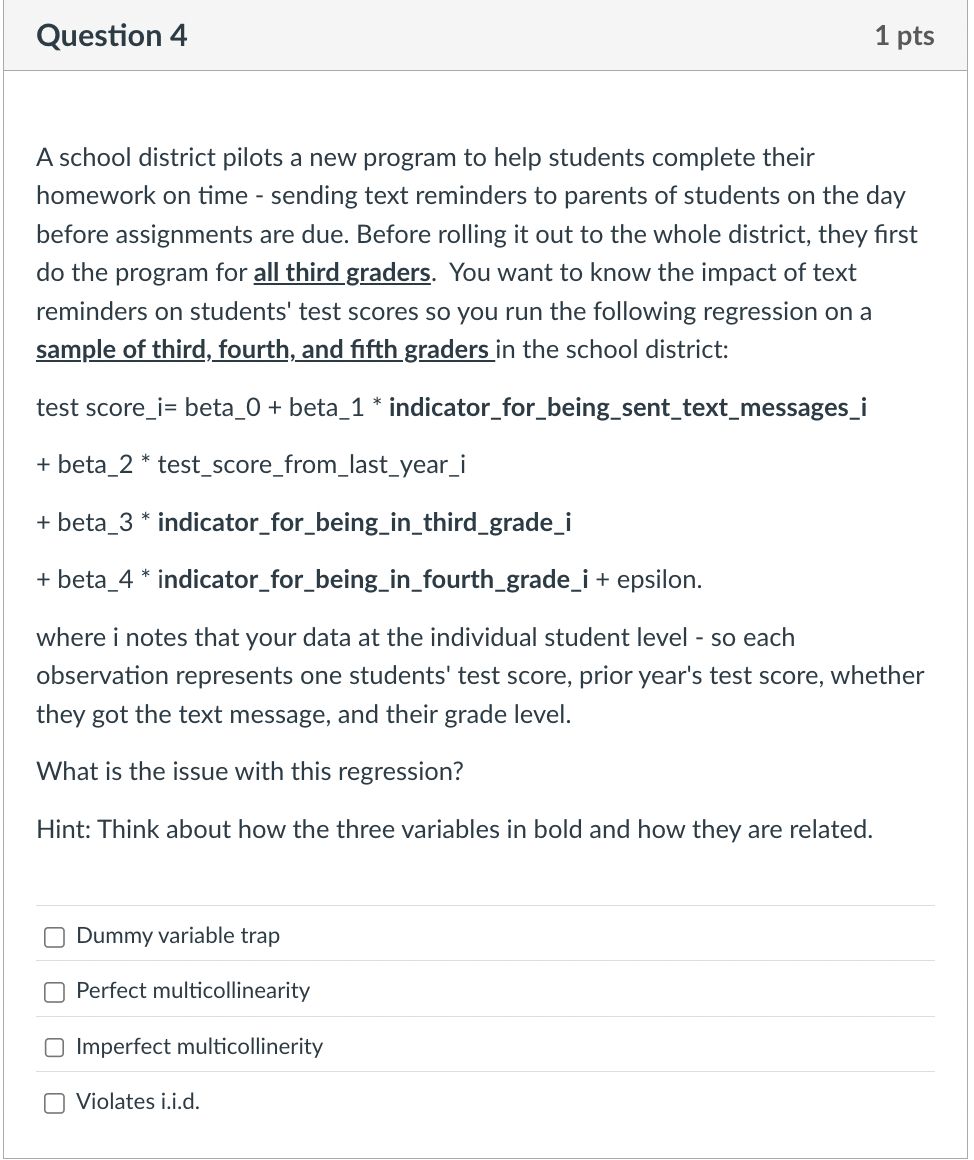 Solved Question 4A school district pilots a new program to | Chegg.com