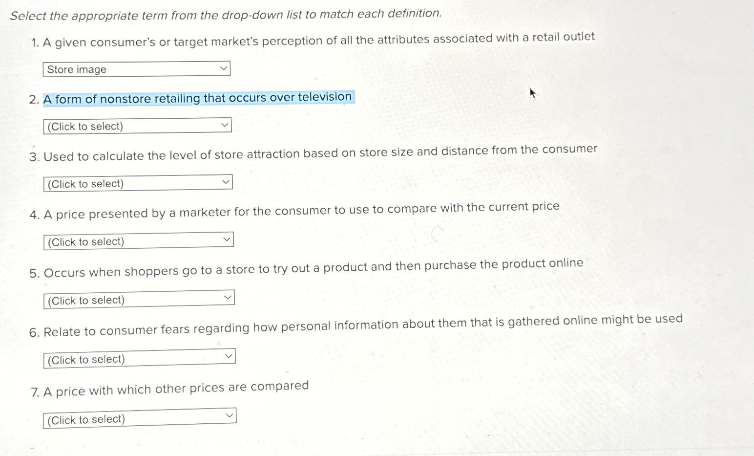 Solved Select the appropriate term from the drop-down list | Chegg.com