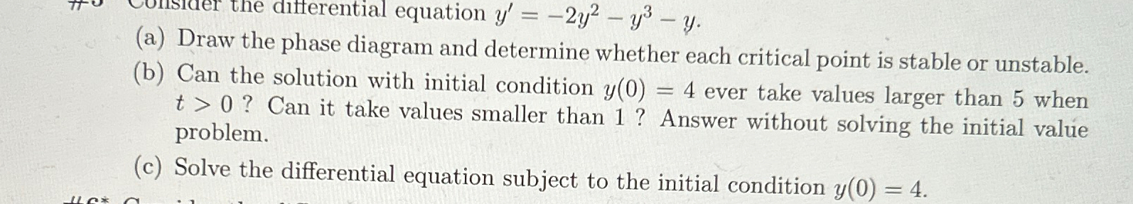 Consider the differential equation y'=-2y^2-y^3-y(a) | Chegg.com