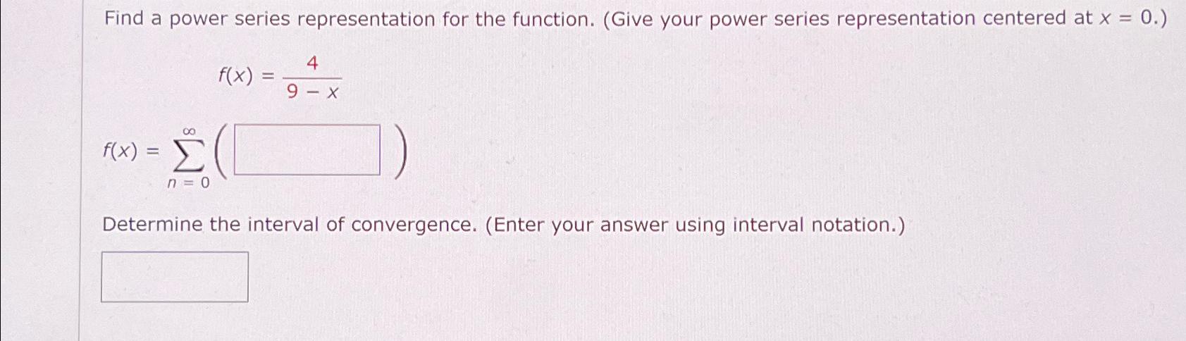 Solved Find a power series representation for the function. | Chegg.com
