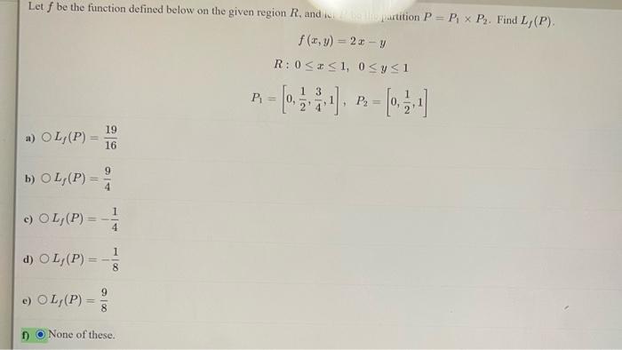 Solved Let f be the function defined below on the given | Chegg.com
