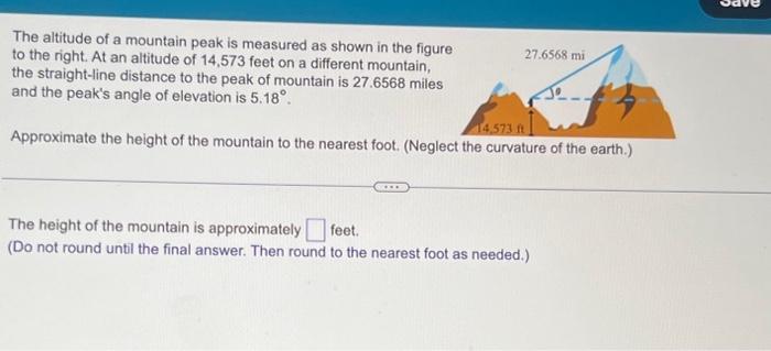 Solved The altitude of a mountain peak is measured as shown | Chegg.com