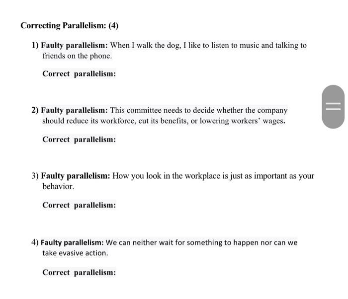 iorrecting Parallelism: (4) 1) Faulty parallelism: | Chegg.com