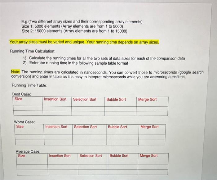Solved Question 2: Calculate and compare the running times | Chegg.com