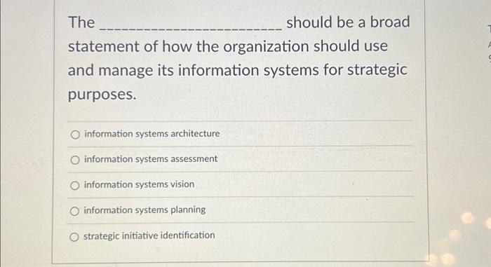 Solved The should be a broad statement of how the | Chegg.com