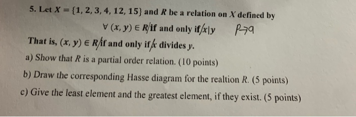 Solved 5. Let X = {1, 2, 3, 4, 12, 15} and R be a relation | Chegg.com