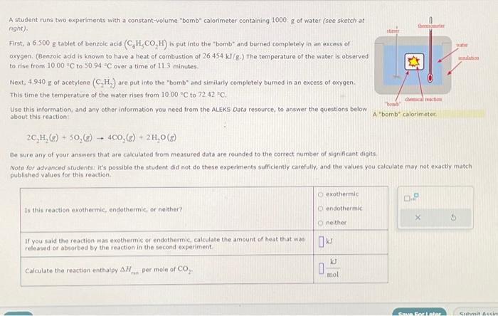 Solved A student runs two experiments with a constant-volume | Chegg.com