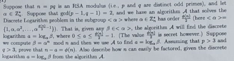 Solved Suppose that n=pq ﻿is an RSA modulus (i.e., p ﻿and q | Chegg.com