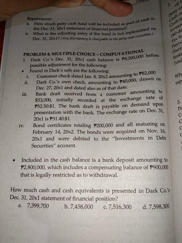 Solved Dec. 31, 20x1? (Any discrepancy is chargeable to the | Chegg.com