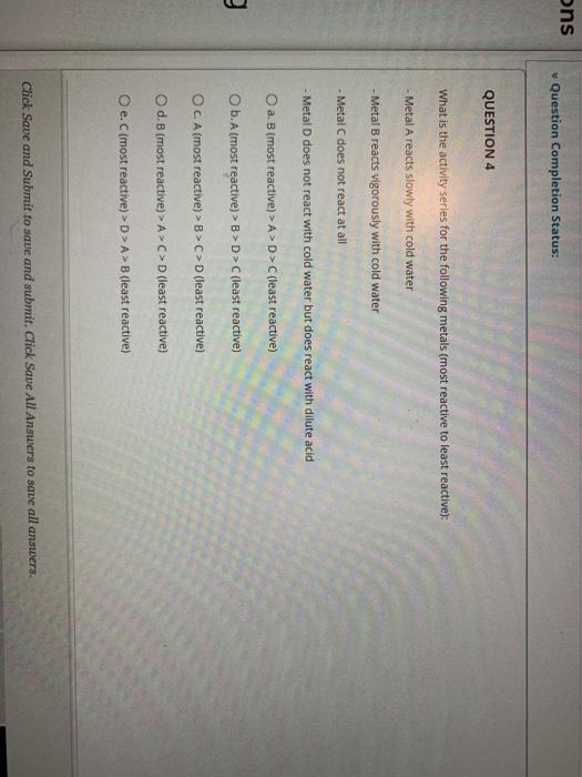 Solved ons Question Completion Status: QUESTION 4 What is | Chegg.com