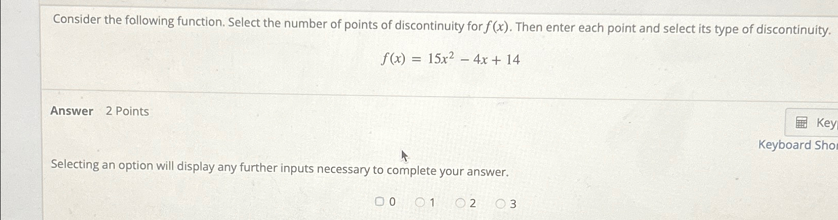 Solved Consider the following function. Select the number of | Chegg.com