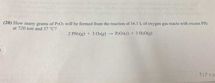 Solved (20) How many grams of P203 will be formed from the | Chegg.com