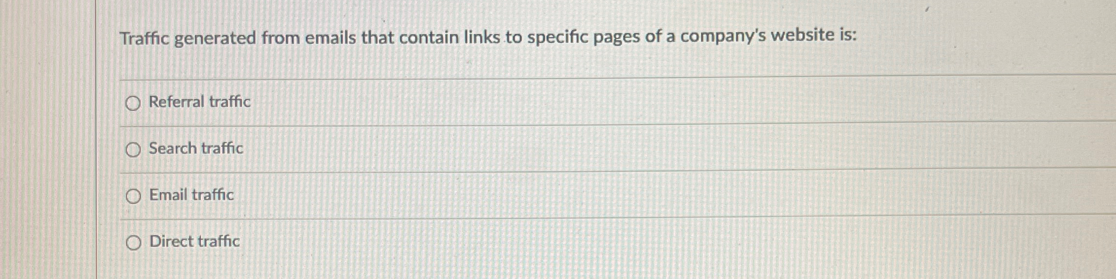 Solved Traffic generated from emails that contain links to | Chegg.com