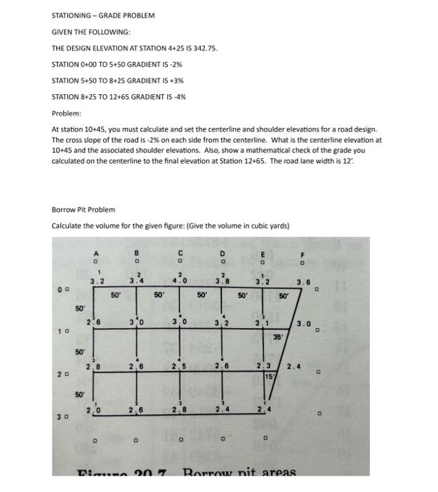 Solved STATIONING - GRADE PROBLEM GIVEN THE FOLLOWING: THE | Chegg.com