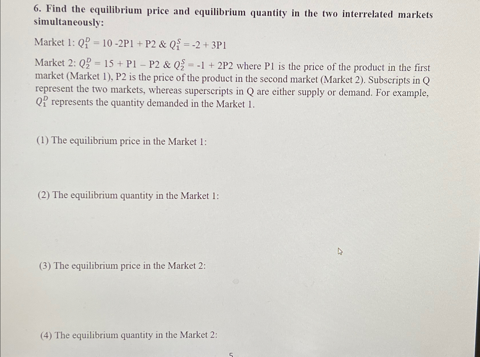 Solved Find the equilibrium price and equilibrium quantity | Chegg.com