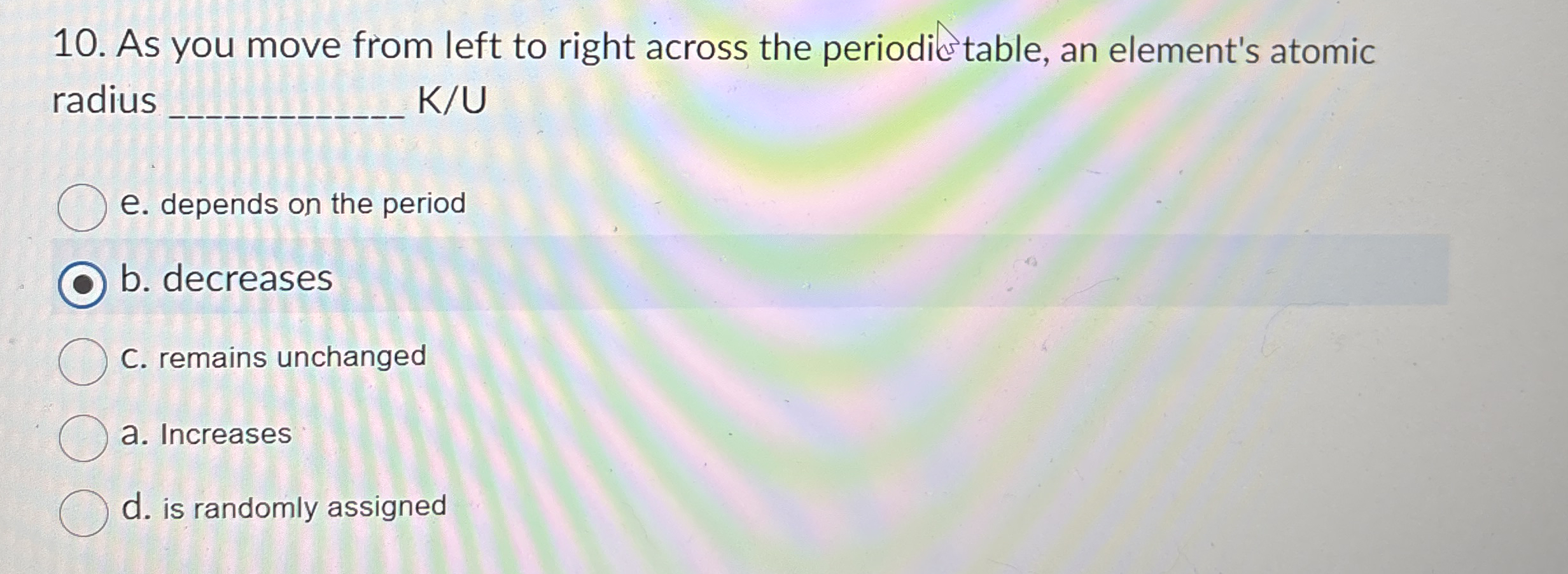 Solved As you move from left to right across the | Chegg.com
